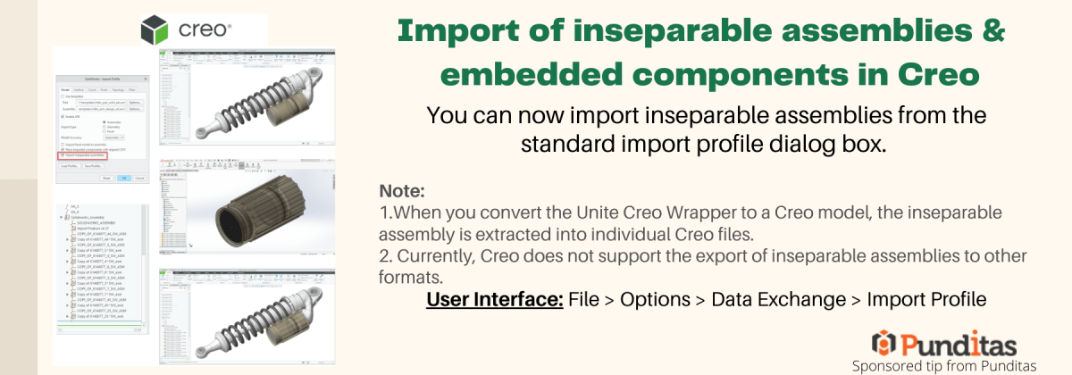 Import of inseparable assemblies & embedded components in Creo – Punditas