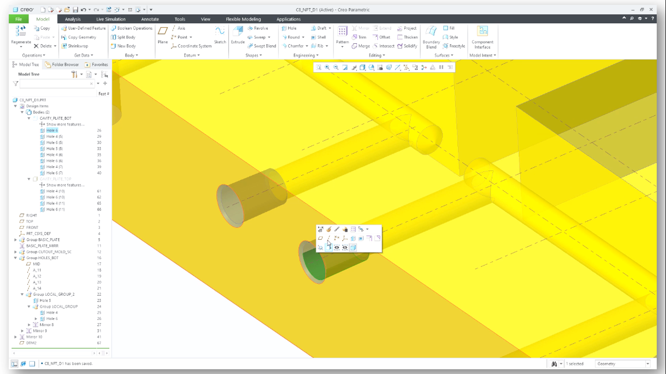 How to create straight drilled hole in combination with the tapped ...