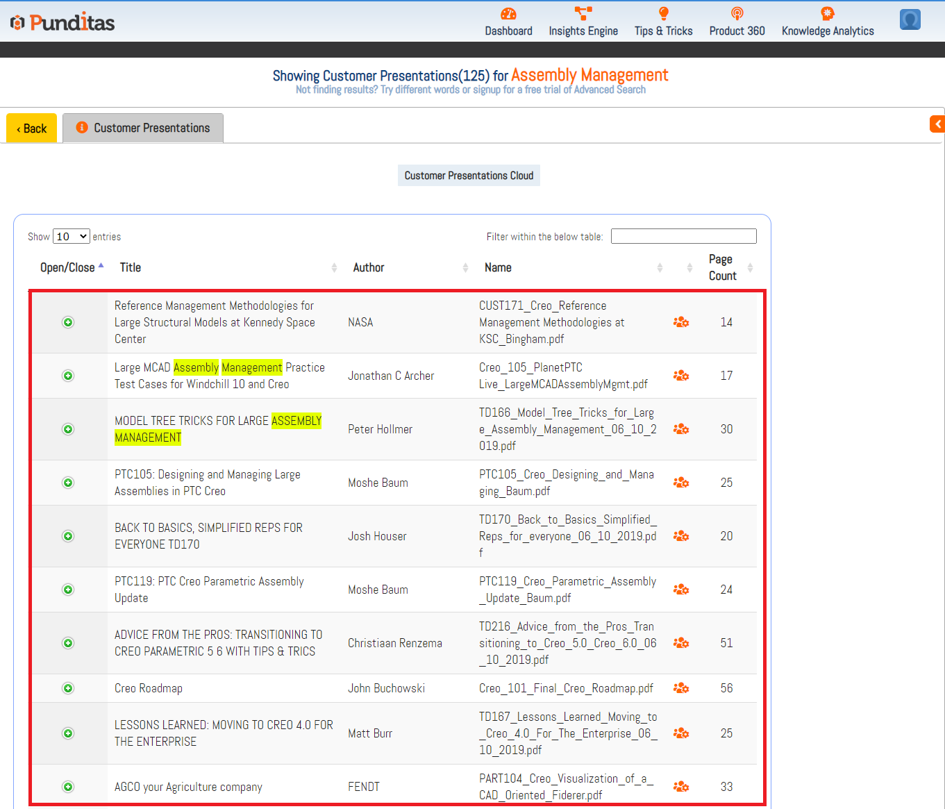Want to explore PTC Customer Presentations? Search in Punditas AI ...