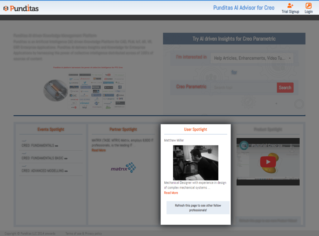 Display your Profile in Punditas AI and get the attention of PTC Creo ...