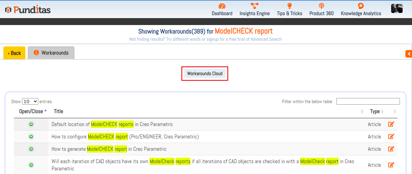Simplifying Troubleshooting with the Workarounds Cloud for Creo: A Visual Journey – Punditas